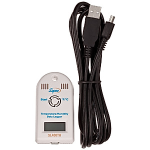 Supco SL400TH Mini Data Logger with LCD Display, Temperature, Humidity and Dew Point, 3" Length x 1-19/32" width x 19/32" Height