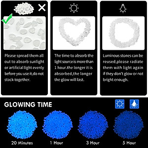 1000pc Glow in The Dark Rocks Outdoor Decorative Stones Glowing Pebbles for Aquarium Decoration, Driveway & Garden, White