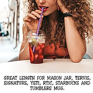 BaHoki Essentials Reusable Eco Friendly Colored Drinking Straws - Great for Drinking Smoothies and Shakes - with Deep Cleaning Brush, Long Acrylic Straw Set for Tumblers - 8 Pack