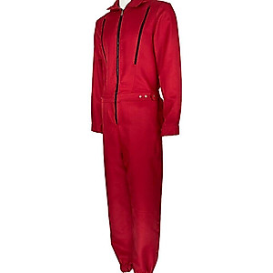 MYUPDALIN Unisex Red Jumpsuits Cosplay Outfit Guard Suit Halloween Coverall Costumes (X-Large, Red)