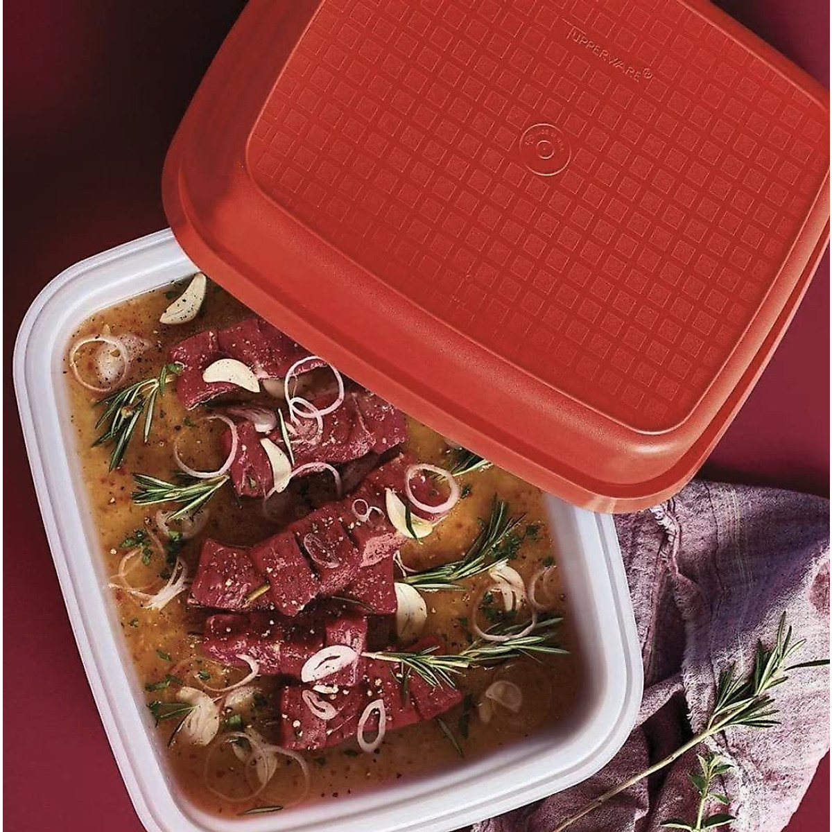 Tupperware Large Marinator Rectangle Container Season Serve Red