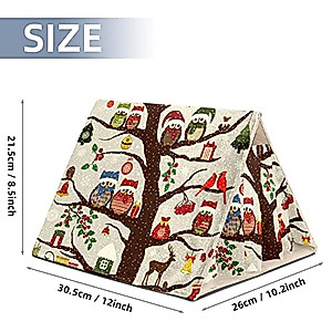 Y-DSIWX Guinea Pig Hideout House Bed, Winter Christmas Hat Owl Bird on Tree Rabbit Cave, Squirrel Chinchilla Hamster Hedgehog Nest Cage