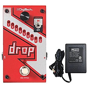 Digitech DROP Compact Polyphonic Drop Tune Pitch Shift Pedal with Momentary Latch Switching and True Bypass with Electronic Power Supply and Patch Pedal Cable