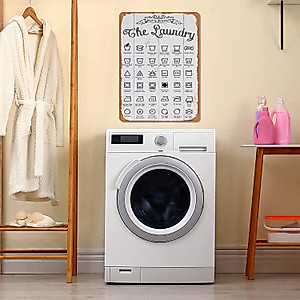 Locmorly Aluminum Sign, Laundry Symbols Guide Sign, 8x12 Inch, Guide Plaque for Laundry Room Decor