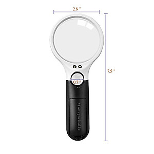 2 Pack Magnifier 3 LED Light, Marrywindix 3X 45X Handheld Magnifier Reading Magnifying Glass Lens Jewelry Loupe