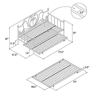 DHP Lucie Metal Twin Size Frame, Black Daybed