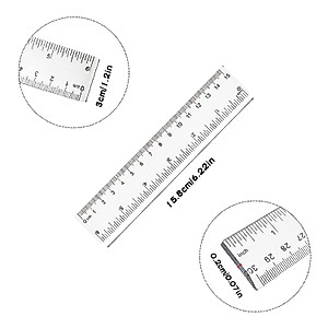 4 Pack 12+6-Inch Straight Rulers,Clear Plastic Ruler, Suitable for Student School and Office Drawing Measuring Tools, Kids Ruler, Standard Ruler, Centimeter and inch Ruler, Small Rulers
