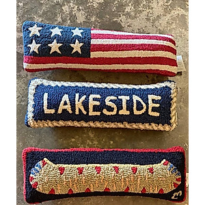 Chandler 4 Corners Artist-Designed Stars and Stripes Hand-Hooked Wool Decorative Throw Pillow (8” x 24”) 4th of July Pillow for Couches & Beds - Easy Care, Low Maintenance - Veteran, Patriotic Pillow