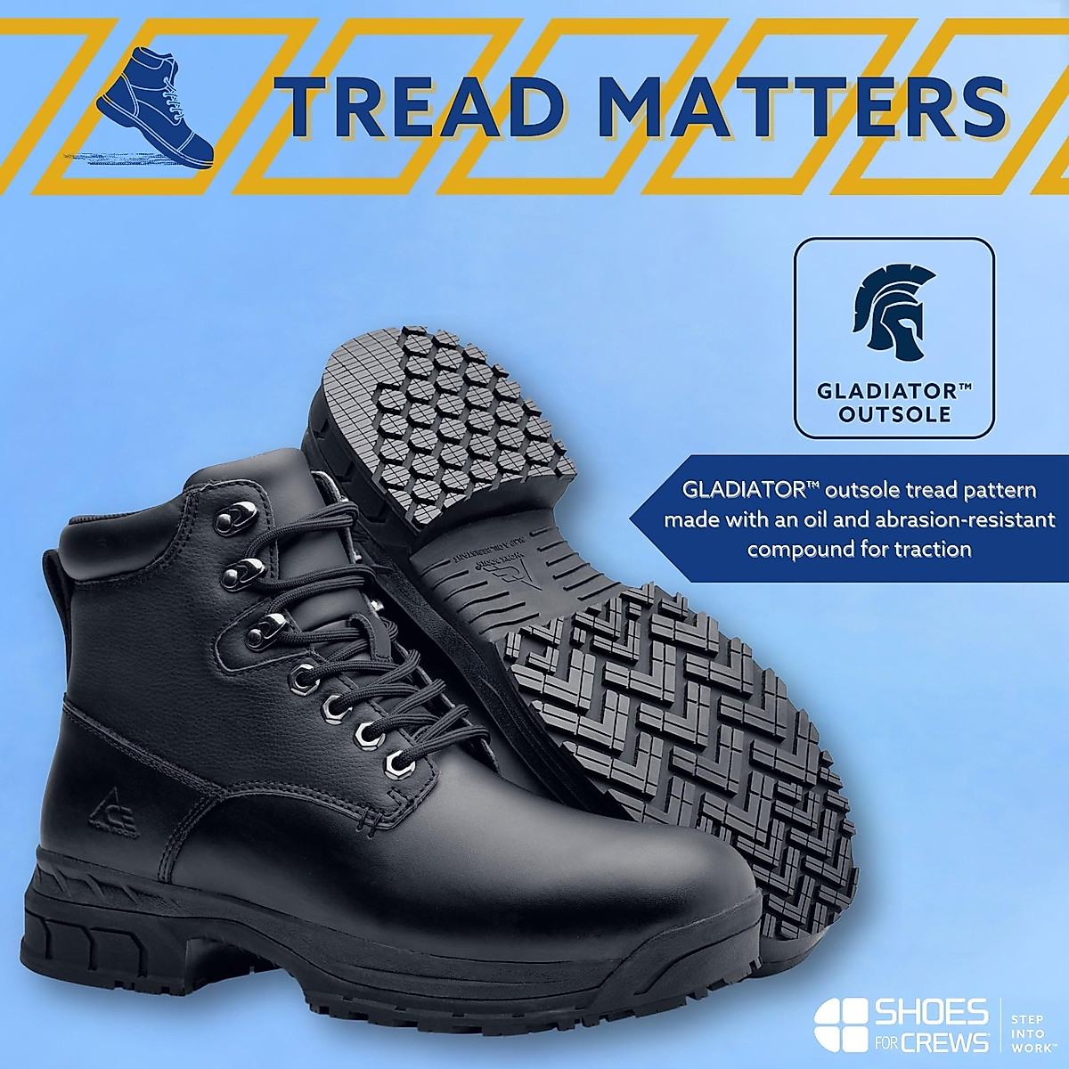 Shoes for Crews Rowan, Men's Steel Toe (ST) Work Boots, Slip Resistant, Water Resistant, Black, Size 16 Wide