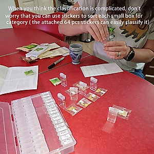 CDIYTOOL Seed Storage Box, Transparent Clear Seed Beads Container Plastic Seed Storage Organizer Reusable Storage Container for Flower Vegetable Seed Small Containers with Lid (48 Slot Square Small)