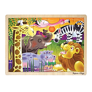 Melissa & Doug African Plains Safari Wooden Jigsaw Puzzle With Storage Tray (24 pcs)