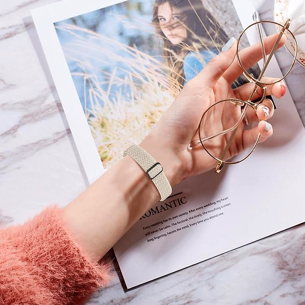 MVRYCE SM-R375 Galaxy Fit E Watch Loop, 5.3"-8.3" Adjustable Watch Strap Soft Breathable Elastic Replacement Band with Metal Frame Compatible for Samsung Galaxy Fit E SM-R375 Smart Watch (Y11)