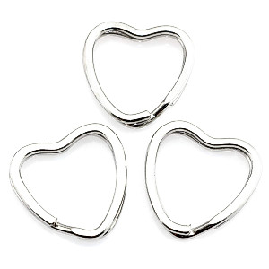 Heyous 10pcs Creative Flat Key Ring Silver DIY Metal Key Holder Keyring Keychain Hoop Loop Heart Shape