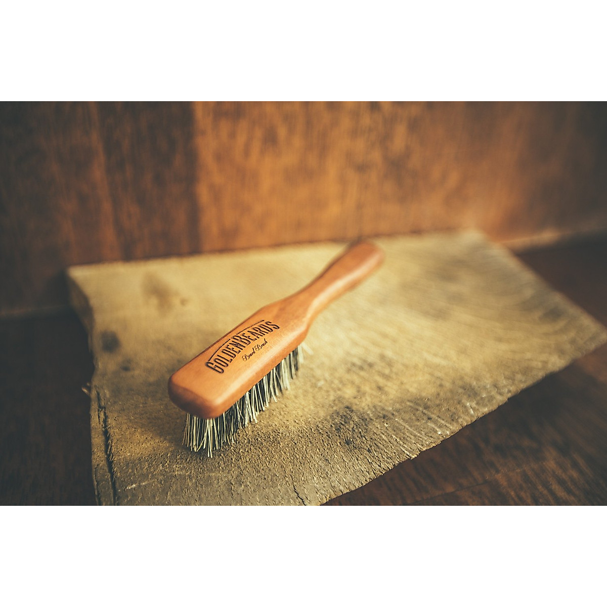 Golden Beards Vegan Beard Brush - Beard Brush Natural Vegetal Bristles - Tampico Bristles made in Germany