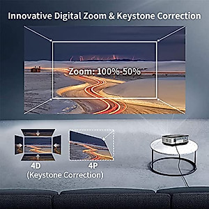 Portable Outdoor Movie Projector Full HD 1080P Supported, Mini WiFi Projector with Bluetooth, Wireless Home Theater Projector with Airplay Mirroring/Smart Android OS/HDMI/USB for Phone Laptop TV Stick