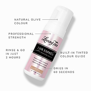 Loving Tan 2 HR Express Mousse, Medium - Streak Free, Natural looking, Professional Strength Sunless Tanner - Up to 5 Self Tan Applications per Bottle, Cruelty Free, Naturally Derived DHA - 4 FL Oz
