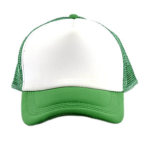 NYFASHION101 Blank Mesh Adjustable Snapback Cotton 6-Panel Trucker Hat Cap, Kelly Green/White