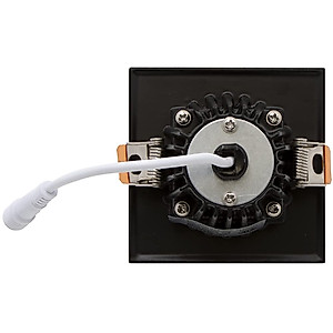 Maxxima 2 in. Ultra-Thin Square Recessed Anti-Glare LED Downlight, Canless IC Rated, 450 Lumens, 5 Color Temperature Selectable 2700K/3000K/3500K/4000K/5000K, Dimmable, Black Trim, 90 CRI, J-Box Incl