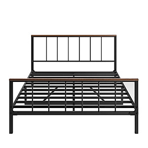 yoptote, Queen Size Metal Platform Frames with Headboard and Footboard for Bedroom,Black Bed