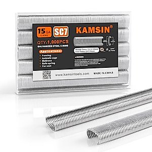 Kamsin SC7 15 Gauge Galvanized Steel 3/4-Inch Crown Hog Rings C Rings Staples Hog Ring Staples 1,000/Pack (1,000 PCS(Galvanized Steel))