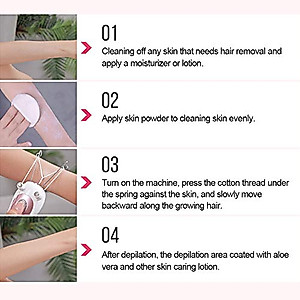 Facial Threading Hair Removal for Women, Facial Threading Hair Removal Machine Electric Hair Shaver Ladies Beauty Epilator Trimmer Cotton Threading Tool for Body Facial Pull