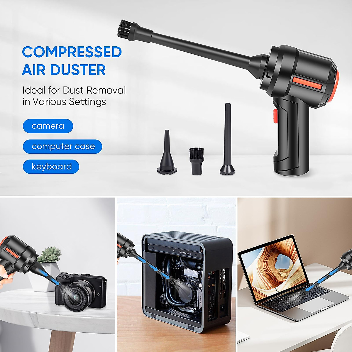 MIRAKLASS Electric Duster, Mini Vaccum, Wireless Handheld Car Vacuum Cleaner, Air Duster Vacuum, Computer Vacuum, Pc Vacuum, Wireless Car Vacuum, Auto Vacuum Cleaner for Car