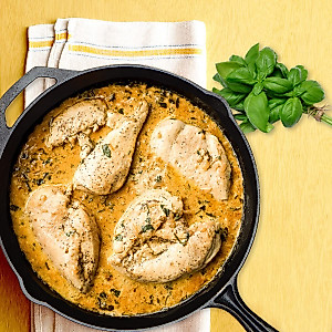 Home Basics 12" Cast Iron Skillet (Black) Frying Pan For Pancakes, Meat, and Fish | Large Skillet For Stovetop and Campfire | Nonstick With Pour Spouts