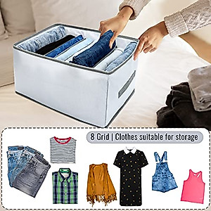 2 Pcs Closet Organizers and Storage, 8 Grids Dividers Drawer Organizer Portable clothes Storage Baskets Foldable Wardrobe Clothes Organizer and Storage Bins for Jeans Pant Shirts Bedroom Folding Closet Drawer Organizers