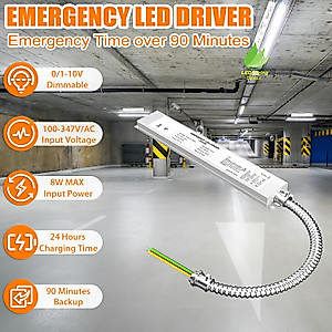 20W LED Emergency Backup Driver 100-347V AC 175V DC Rechargeable UL Listed Emergency LED Driver Backup Battery, Emergency Time Over 90 Minutes Suit for LED troffer, Linear Light, Panel Light (1-Pack)