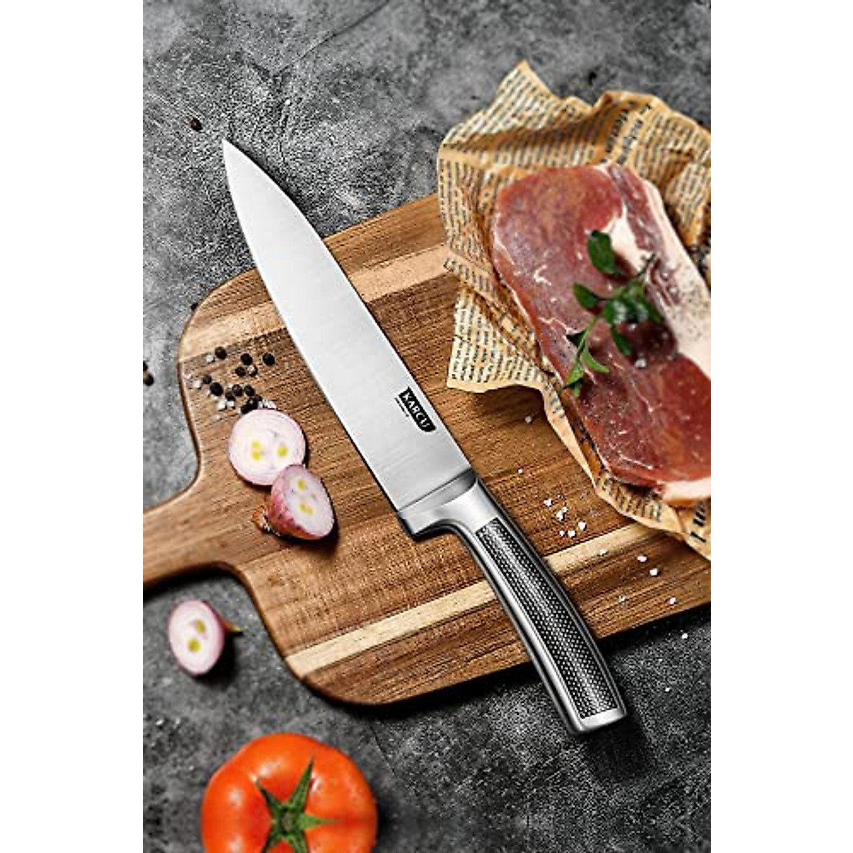 Knife Set, 14-Piece German Steel Kitchen Knife Block Sets with Built-in Sharpener, Rotating Block