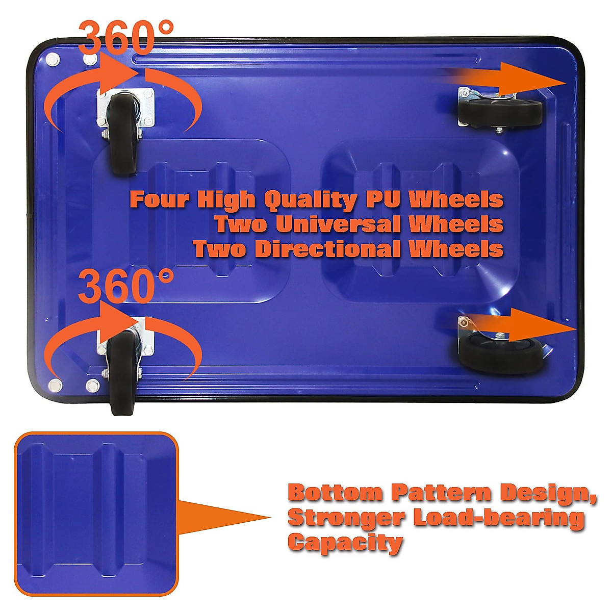 LMKOPUER Folding Platform Cart, 880lb Weight Capacity Rolling Flatbed Cart Hand Platform Truck Moving Platform Dolly Push Cart with 360 Degree Swivel Wheels