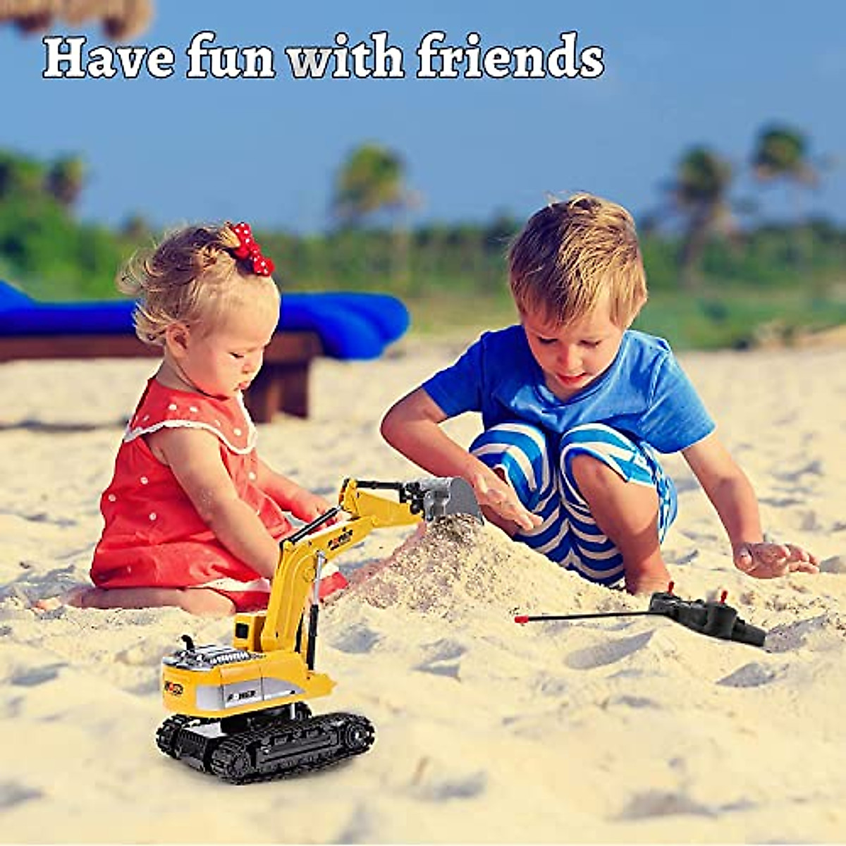 Remote Control Digger,Toy Digger Remote Control Digger Excavator Toys,Engineering Sand Digger Construction Vehicle Toy RC Excavator Toy Cars for Kids(Need to Install Batteries)