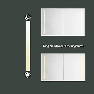 Bathlink Lighted Medicine Cabinet, 36"×27.5"×5", LED Mirror Medicine Cabinet, Recessed or Surface Mount, Defogger, Dimmer, 2 Doors Bathroom Lighted Medicine Cabinet with Mirror