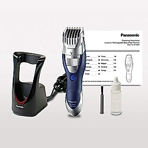 Panasonic Cordless Men's Beard Trimmer With Precision Dial, Adjustable 19 Length Setting, Rechargeable Battery, Washable - ER-GB40-S (Blue)