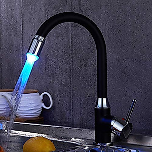 3 Color LED Light ChangingTemperature Sensor, Shower Stream Water Faucet Tap, for Kitchen Bathroom (23.5mm/0.925in)