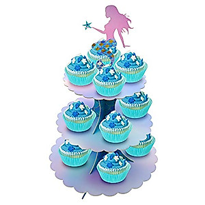 Mermaid Party Supplies 3 Tiers Cupcake Stand Birthday Baby Shower Party Favors Table Decor Cake Display