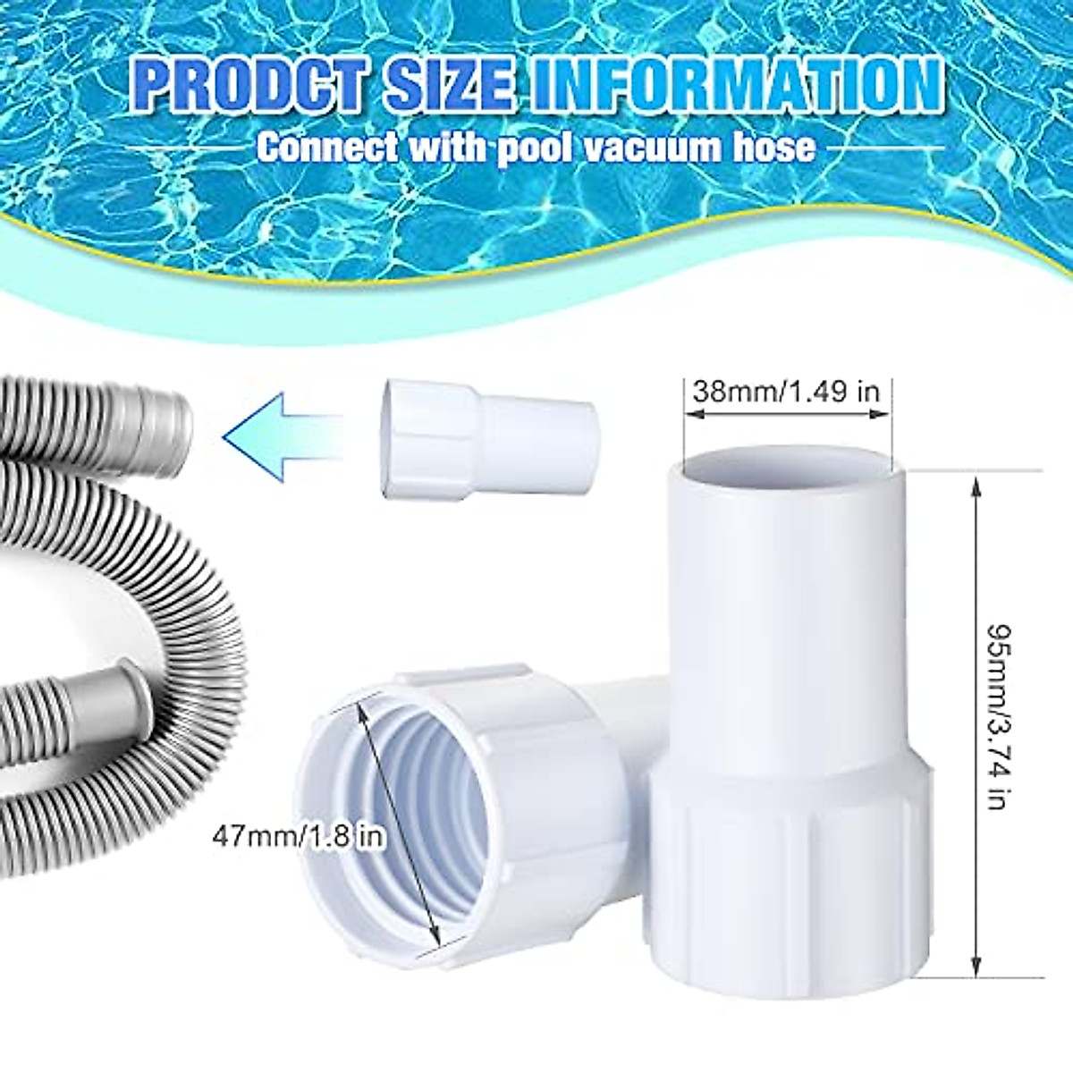 1-1/2 Inch Pool Vacuum Hose Cuff Swimming Pool Replacement Cuff Vacuum Hose Threaded Cuff Pool Cleaning Tools Accessories for Spiral Wound Vacuum Hose Repair Hose Ends Connect Vacuum Head (4 Pieces)