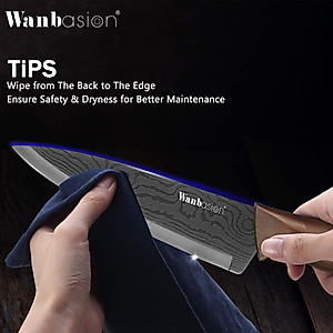 Wanbasion Matte Black Titanium Plated Stainless Steel Kitchen Knife Set, Chef Kitchen Knife Set Professional, Dishwasher Safe Kitchen Knife Set with Damascus Style