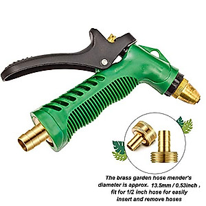 4 Sets 1/2 Inch Solid Brass Garden Hose Connector Hose Mender Water Hose Repair Kit Female Male Hose Coupling with Tape, Stainless Steel Clamp and 3/4 Inch Rubber Gasket