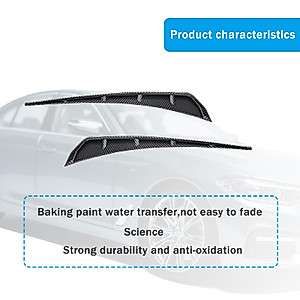 zvsay 2 PCS Car Fender Plate Vents Decoration Stickers, Intake Grille Spoiler External Accessories, Car Body Anti-Collision Stickers, Universal for Most Cars Protectors (Carbon Fiber Black)