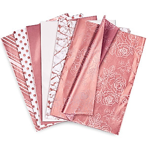 Whaline 120PCS Rose Gold Tissue Paper 6 Style Gift Wrap Paper Bulk Gift Wrapping Accessory Craft Paper Decorative Paper Art Tissue for Home Kitchen Birthday Party