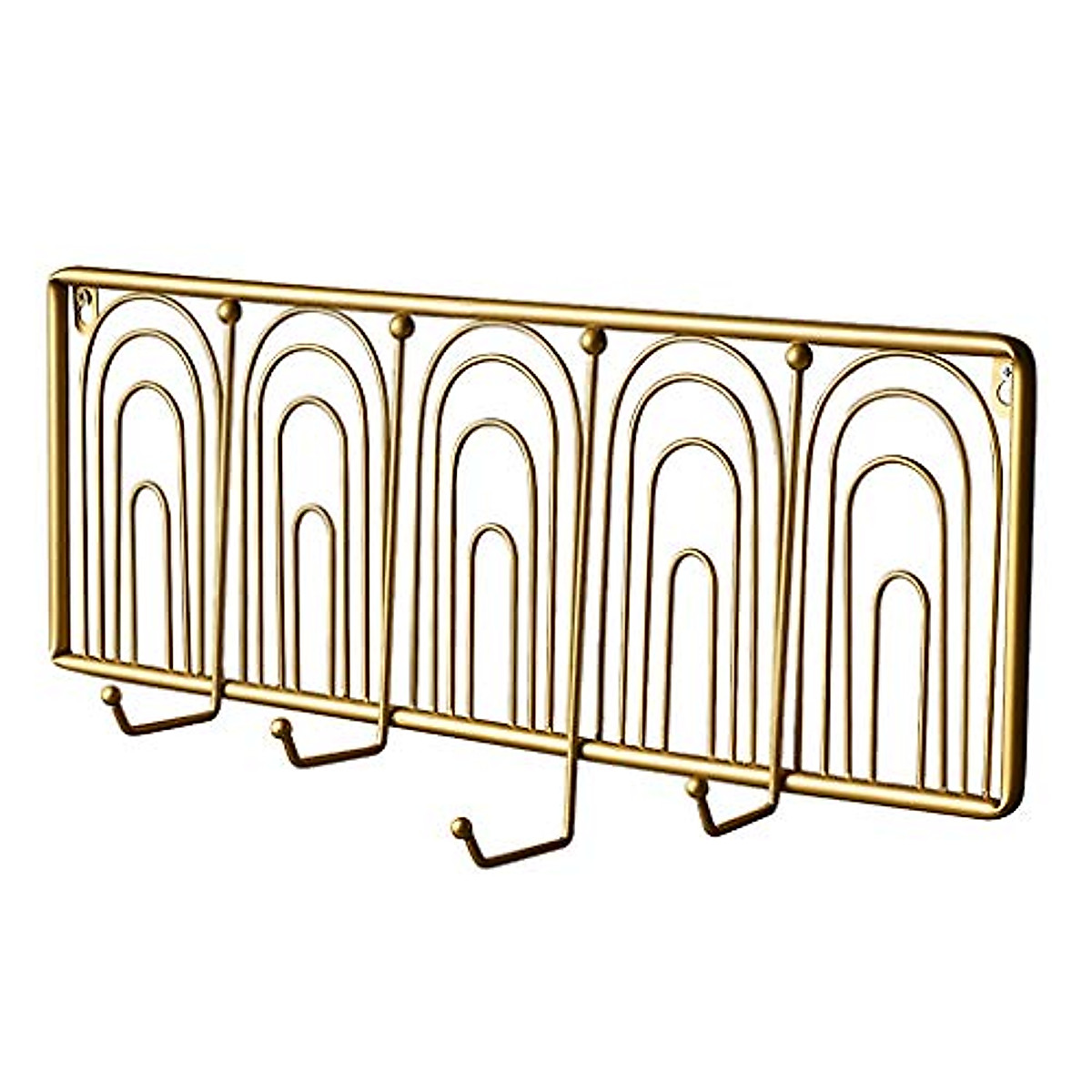 rUrEu Coat Hook Hanger,Coat Rack Wall Mounted with 4 Hooks, Decorative Wall Frame,Key Hook Suitable for Entryway Bathroom Kitchen Cabinets, Gold