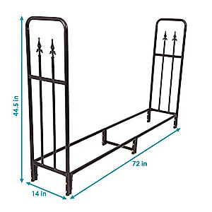 Sunnydaze Indoor/Outdoor 6-Foot Decorative Firewood Log Rack - Powder-Coated Steel Wood and Kindling Holder - Bronze