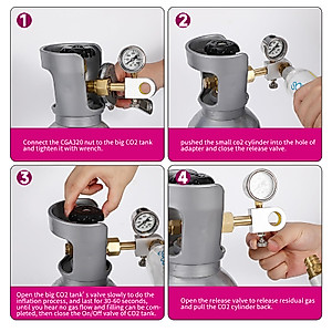 GURUDAR CO2 Cylinder CO2 Canister Refill Adapter with Pressure Gauge, CGA320 CO2 Tank to Pink Quick Connect Refill Station for Terra Art Gaia DUO Aqua Fizz Soda Maker Machine