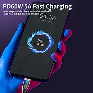 SUTWKAM USB C to USB C Cable 3FT, [60W3A, 2Pack], Flexible USB C Cable Fast Charge with Glowing Ends for iPhone 15/15Pro/15Plus/15Pro Max, MacBook Pro, iPad Pro, iPad Air4, Samsung Galaxy