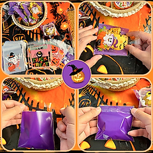 SHBLOMK 450PCS Halloween Cellophane Candy Bags, 9 Styles Self-adhesive Trick Candy Bags, Goodie Cookie Gift Bags for Halloween Party Favors Wrapping