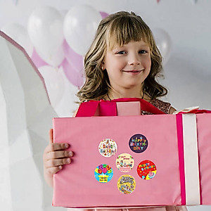 Hokoad Happy Birthday Stickers Seals 1" 500Pcs in 1Roll for Birthday Décor Party Supplies School Cards Sealing, 8 Designs Envelope Sealing Gift Wrap (1inch, D)