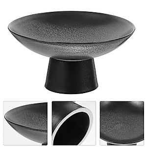 Mini Ceramic Fruit Bowl Cake Holder: Black Decorative Bowl for Jewelry or Kitchen Counter or Centerpiece Table Decor (12cm)