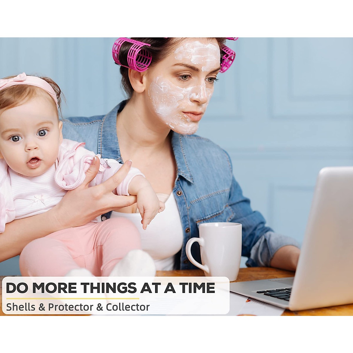 3-in-1 Breast Shells for Sore Nipples | Milk Collector | Breast Pump with Natural Suction | Fit in Bra, Kick-Proof, Not Elephant Trunk When Wearing | Nipple Shells | Anti Dirt Case | 4oz/120ml, 2Pcs