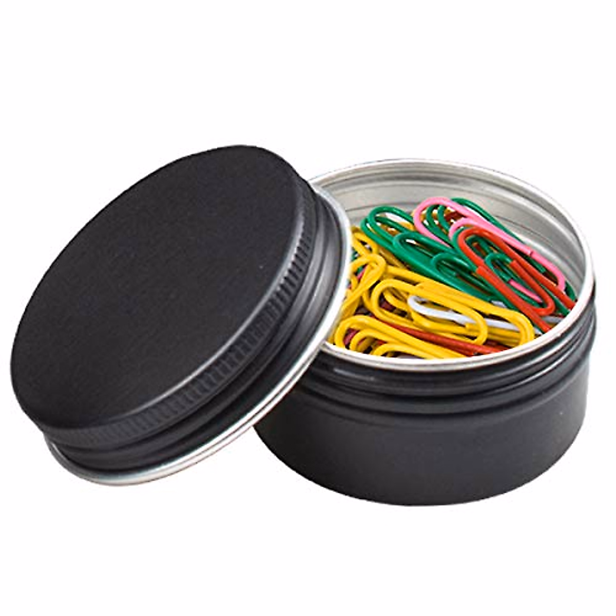 Foraineam 48 Pack 1 oz. Aluminum Round Lip Balm Tin Containers with Screw Lid - Metal Storage Travel Tins Matte Black Empty Tin Jars